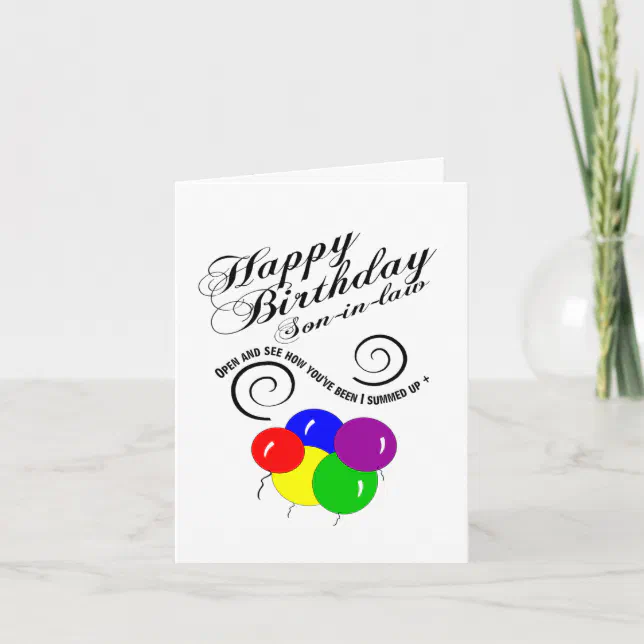 son in law sum up card | Zazzle