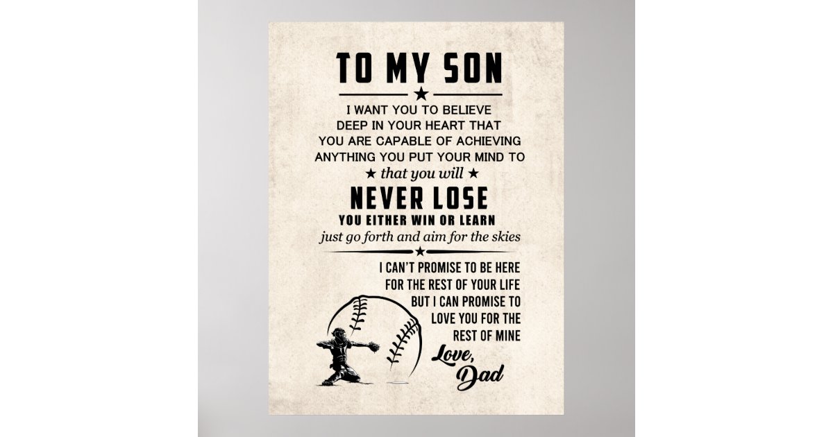 Son Motivational Poster Gift- To My Son Poster | Zazzle