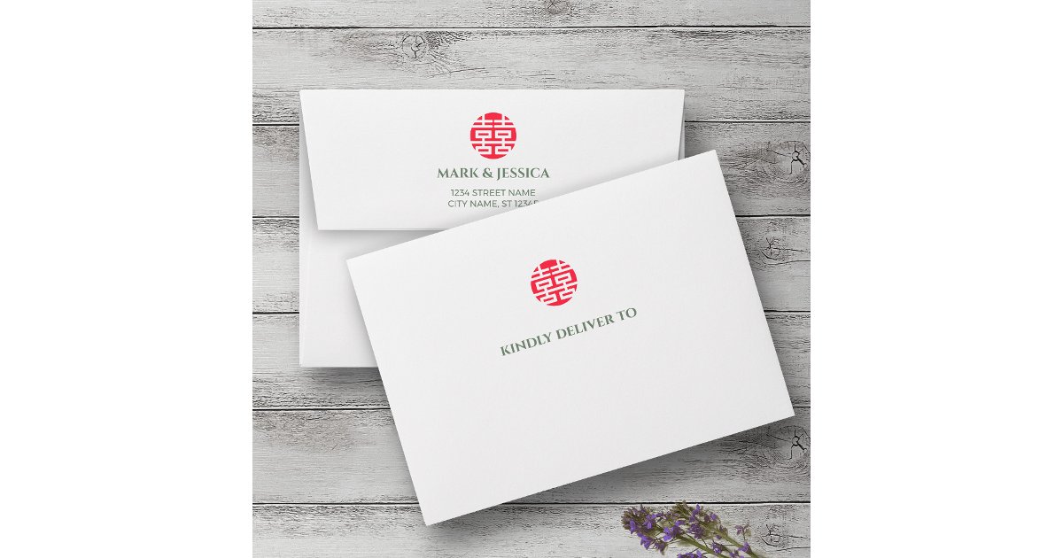 Song Hy Chinese/Vietnamese Wedding Invitation Envelope | Zazzle