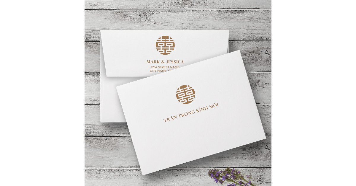 Song Hy Vietnamese Wedding Invitation Envelope | Zazzle
