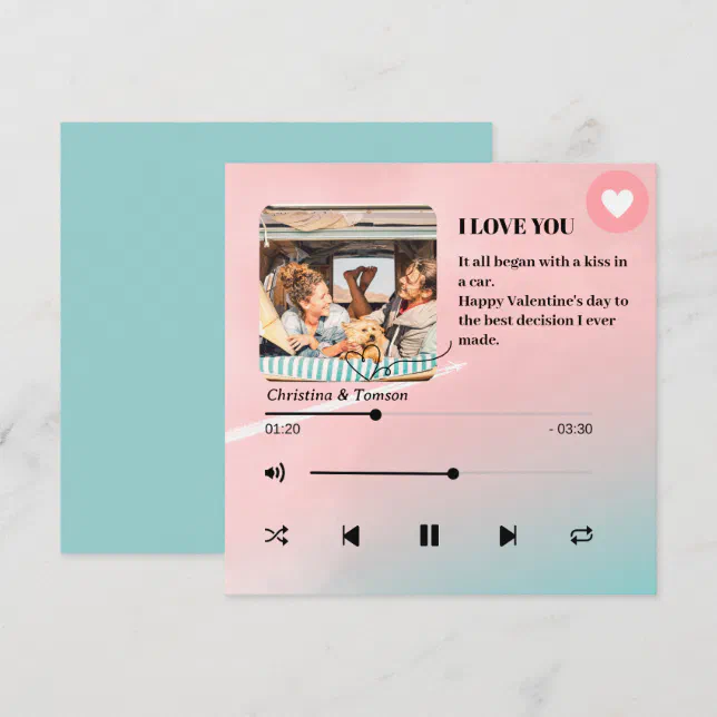 Song Playlist Photo Love Valentine's Day Card | Zazzle