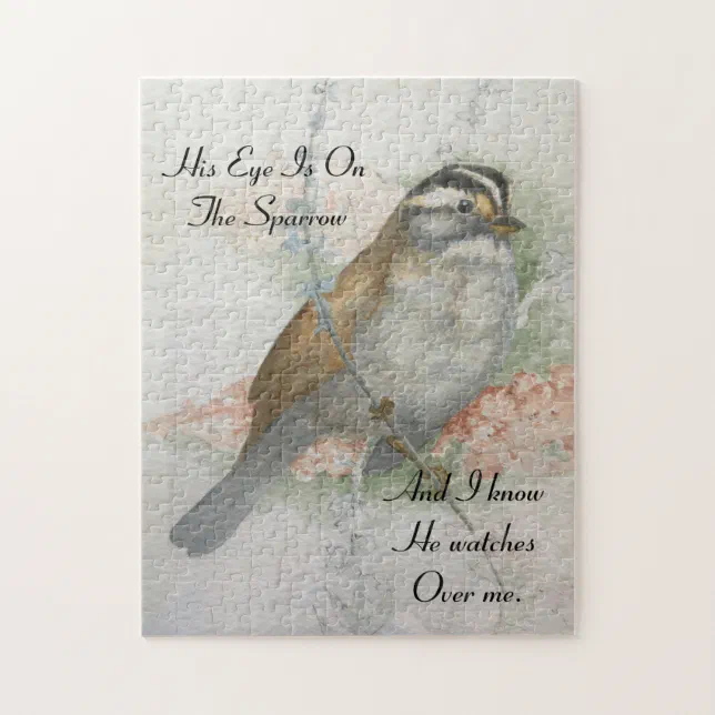 Song Sparrow He Watches Over Me Bible Quote Jigsaw Puzzle | Zazzle
