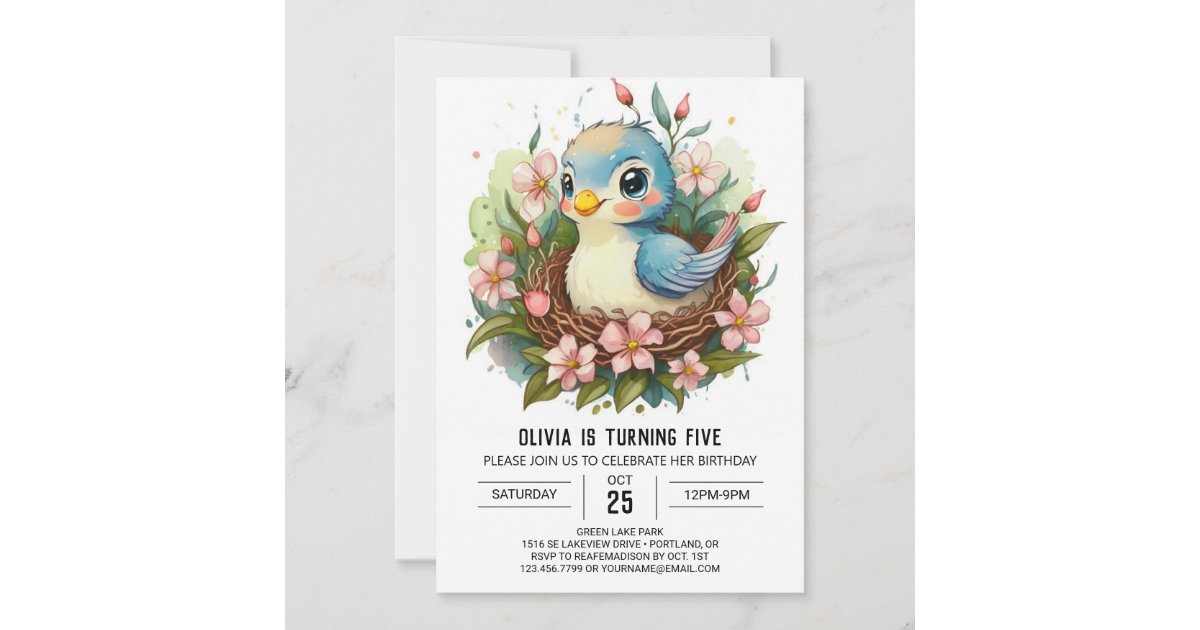 Songbird Children Bird Birthday Invitation | Zazzle