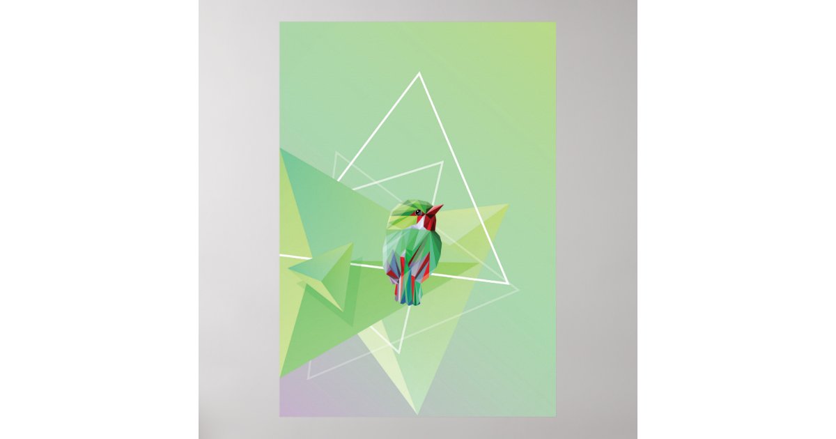 Songbird In Abstract Green Poster | Zazzle