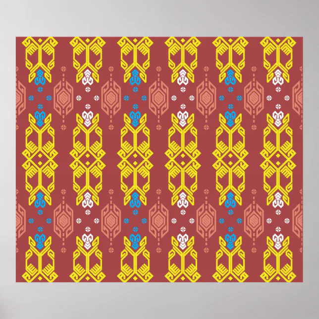 Songket Tenun Geometrik Seamless Pattern with Crea Poster | Zazzle