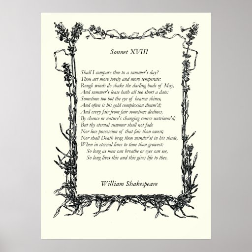 Sonnet # 18 by William Shakespeare Poster | Zazzle