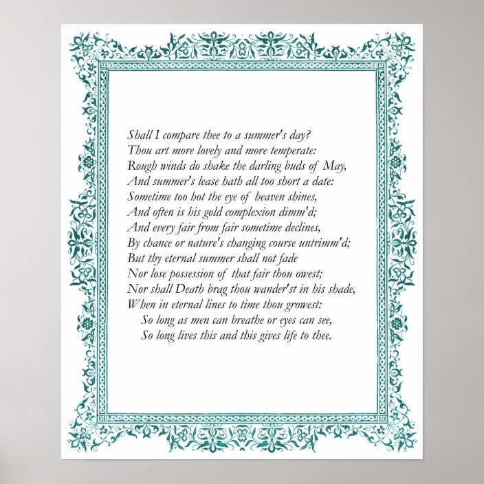 Sonnet # 18 by William Shakespeare Poster | Zazzle.com