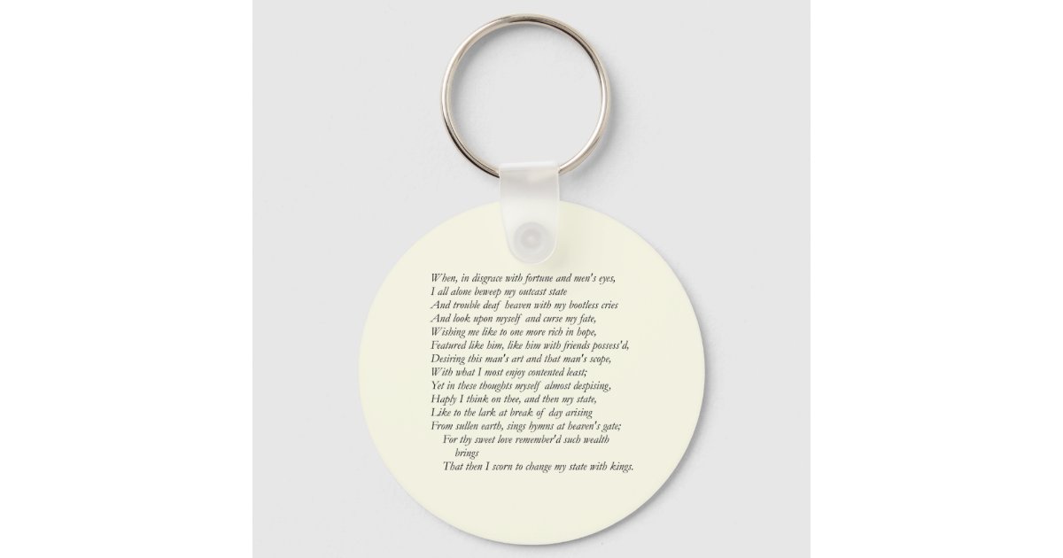 Sonnet # 29 by William Shakespeare Keychain | Zazzle