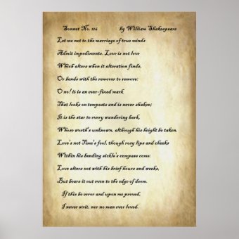 Sonnet No. 116 by William Shakespeare Poster | Zazzle