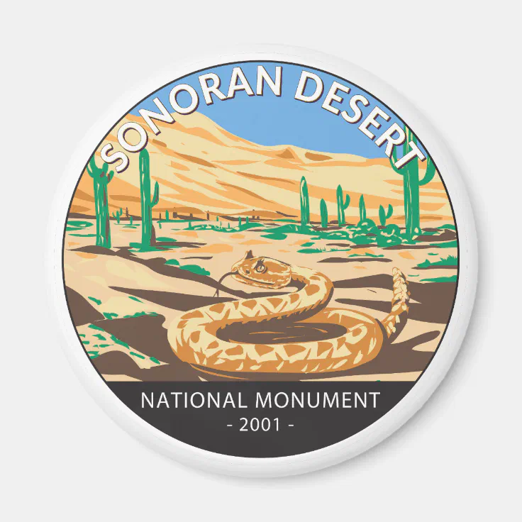 Sonoran Desert National Monument Snake Circle Magnet | Zazzle