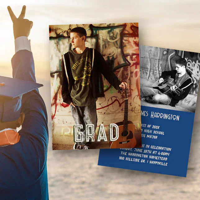 Sons Graduation Photos Open House Annoucement Invitation | Zazzle