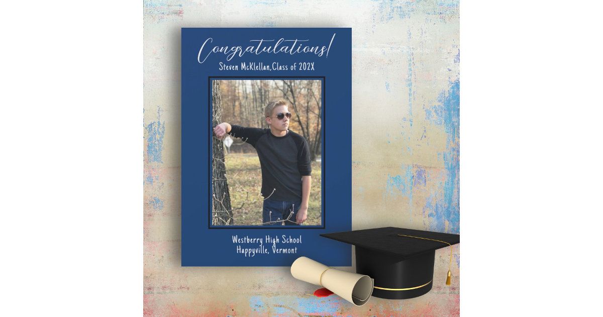Sons Graduation Simple Photo Announcement | Zazzle