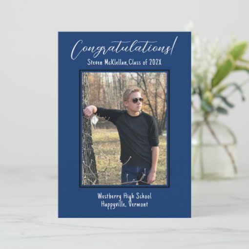 Sons Graduation Simple Photo Announcement | Zazzle