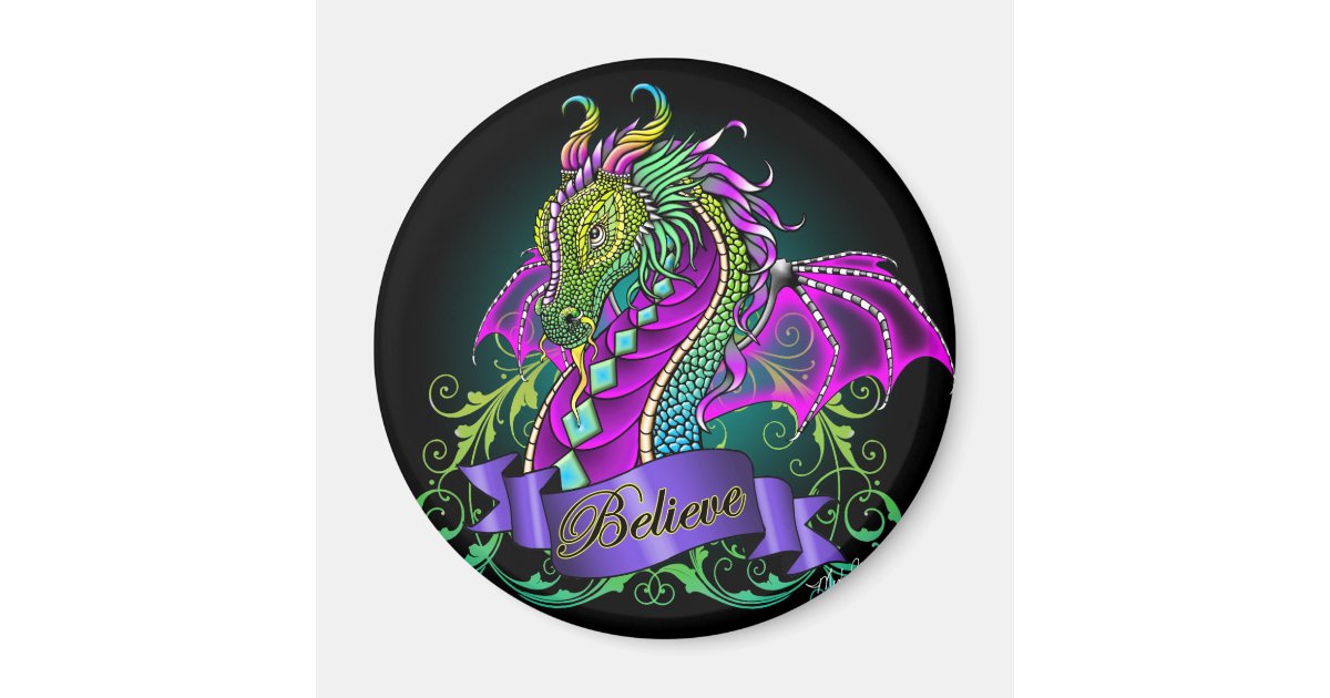 Sonya Believe Rainbow Dragon Magnet | Zazzle