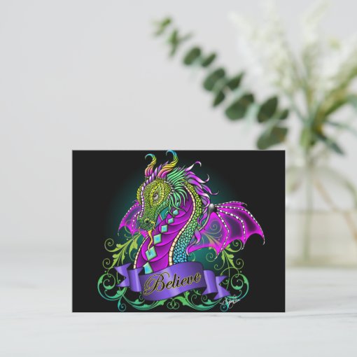 Sonya Believe Rainbow Dragon Postcard | Zazzle