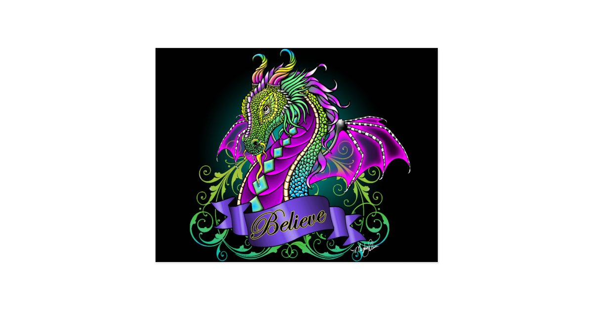Sonya Believe Rainbow Dragon Postcard | Zazzle.com