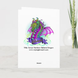 "Sonya" Rainbow Believe Dragon Art Card | Zazzle