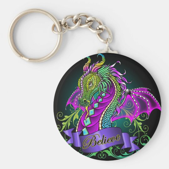 "Sonya" Rainbow Believe Dragon Art Keychain | Zazzle.com