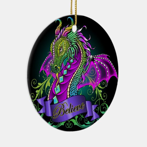 "Sonya" Rainbow Believe Dragon Art Ornament | Zazzle