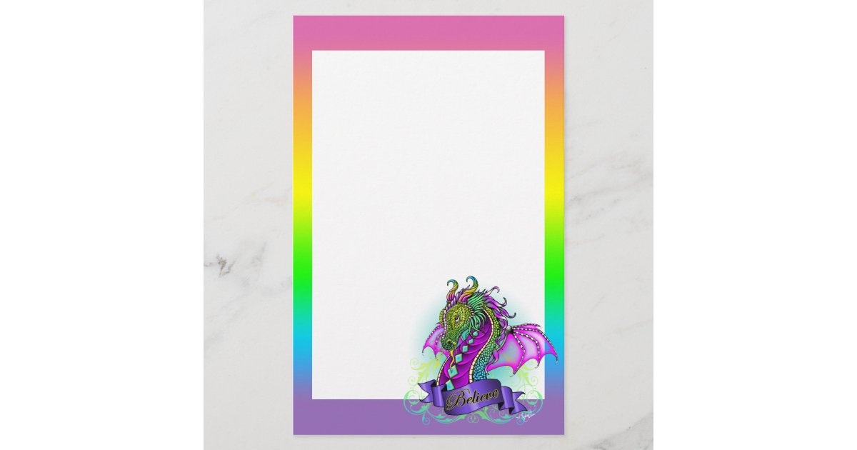 "Sonya" Rainbow Believe Dragon Art Stationery | Zazzle