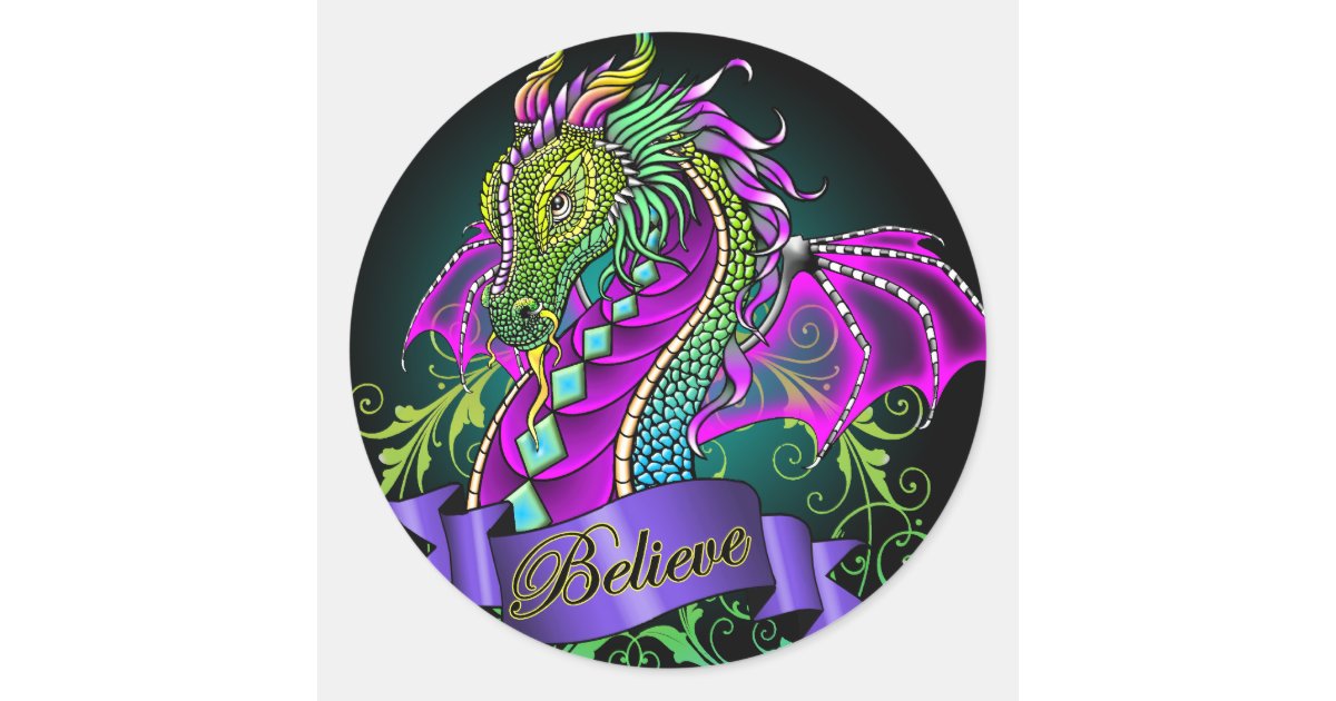 "Sonya" Rainbow Believe Dragon Art Stickers | Zazzle