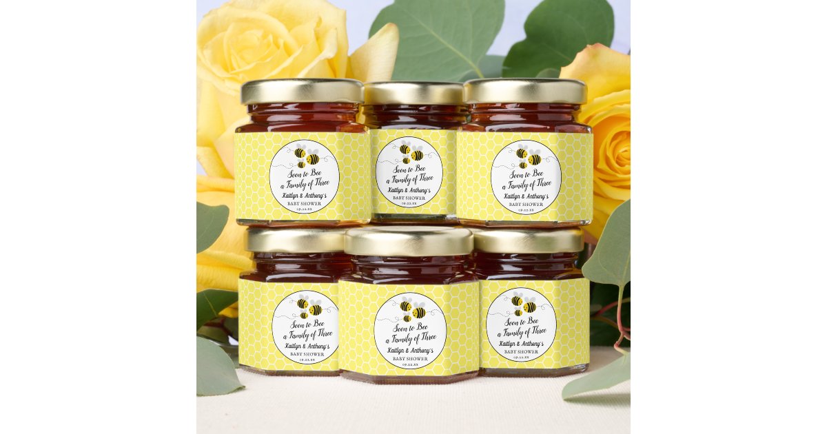 Soon To Bee A Family Of Three | Baby Shower Honey Jar Favors | Zazzle