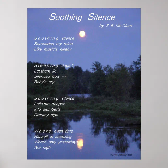 Soothing Silence Poem Poster | Zazzle