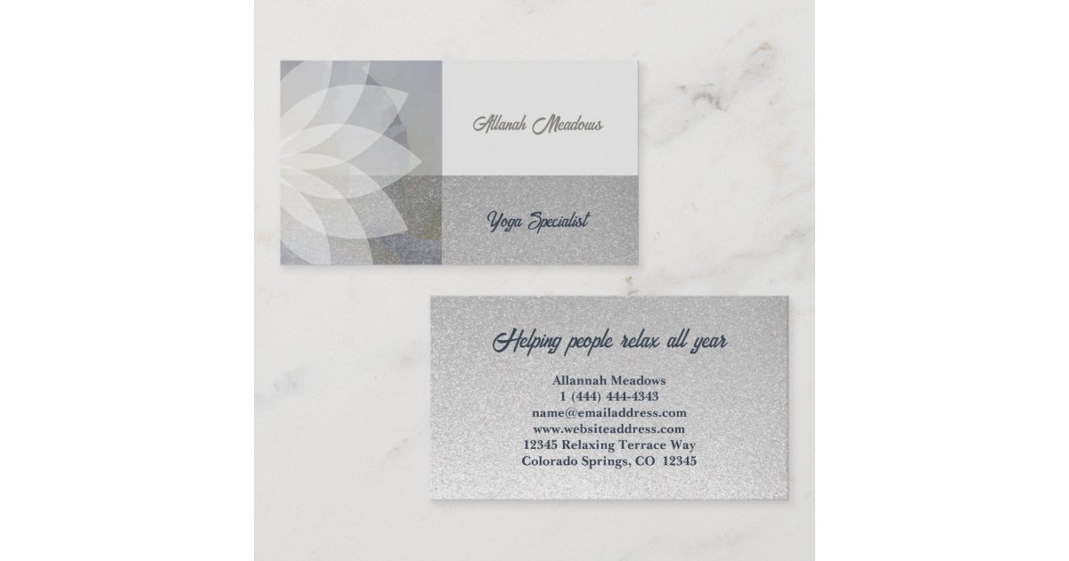 Soothing White Lotus Yoga Meditation Business Card | Zazzle