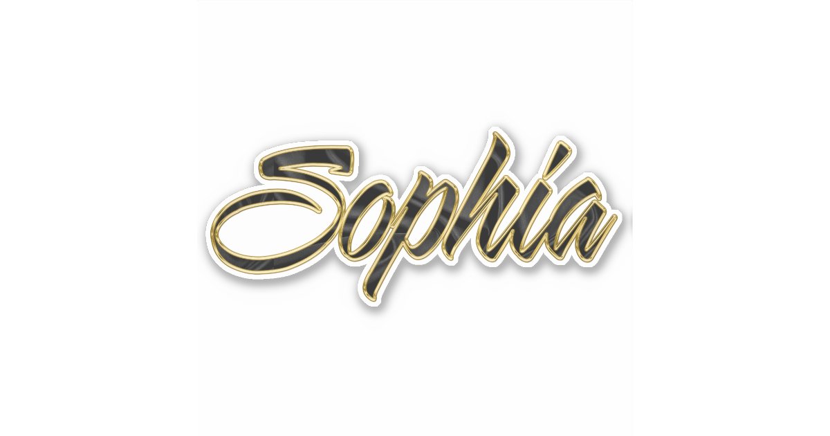Sophia black gold lettering sticker | Zazzle
