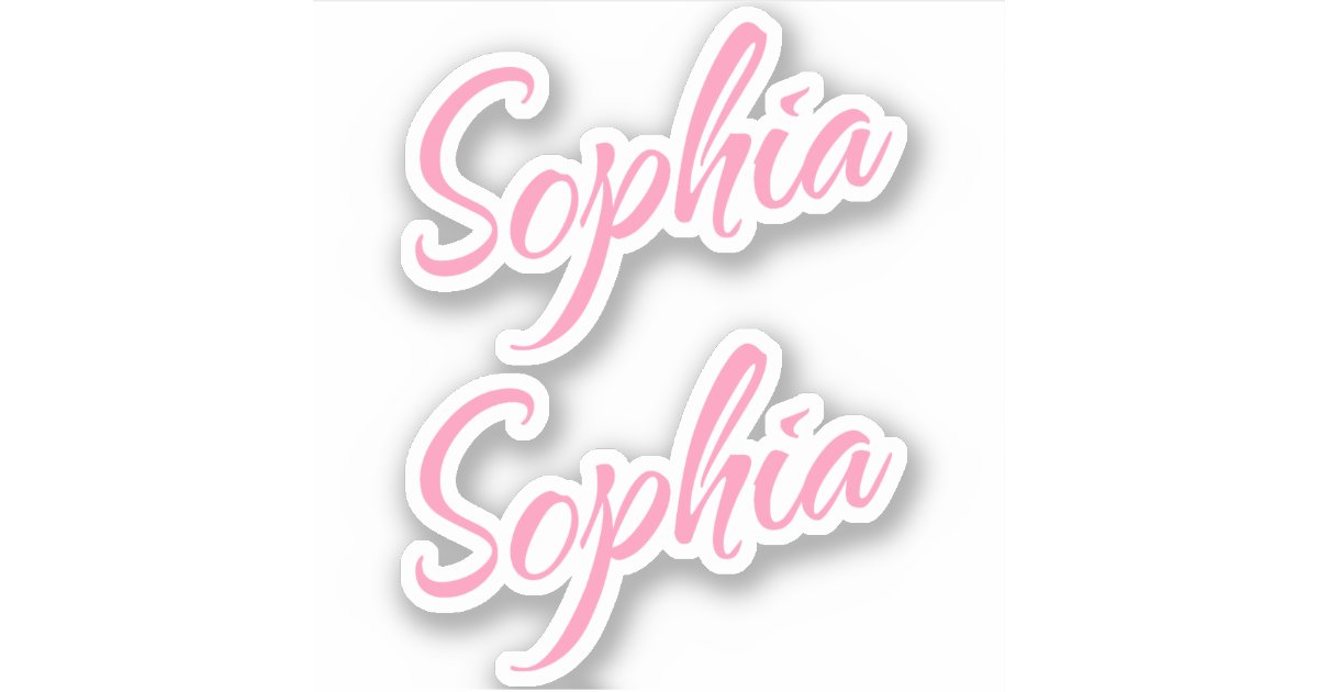 Sophia Decorative Name in Pink x2 Sticker | Zazzle