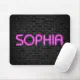 SOPHIA In Pink Neon Lights Mouse Pad | Zazzle