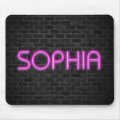 SOPHIA In Pink Neon Lights Mouse Pad | Zazzle