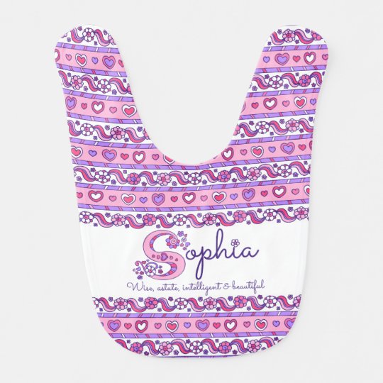 Sophia Name Meaning Heart Flower Pattern Baby Bib Zazzle sophia-name-meaning-heart-flower-pattern-baby-bib-zazzle