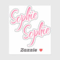 Sophie Name Pink Cursive Font Lettering x2 Sticker | Zazzle