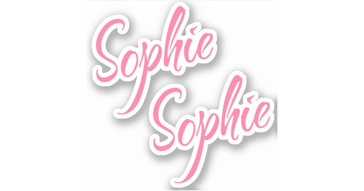 Sophie Name Pink Cursive Font Lettering x2 Sticker | Zazzle