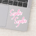 Sophie Name Pink Cursive Font Lettering x2 Sticker | Zazzle