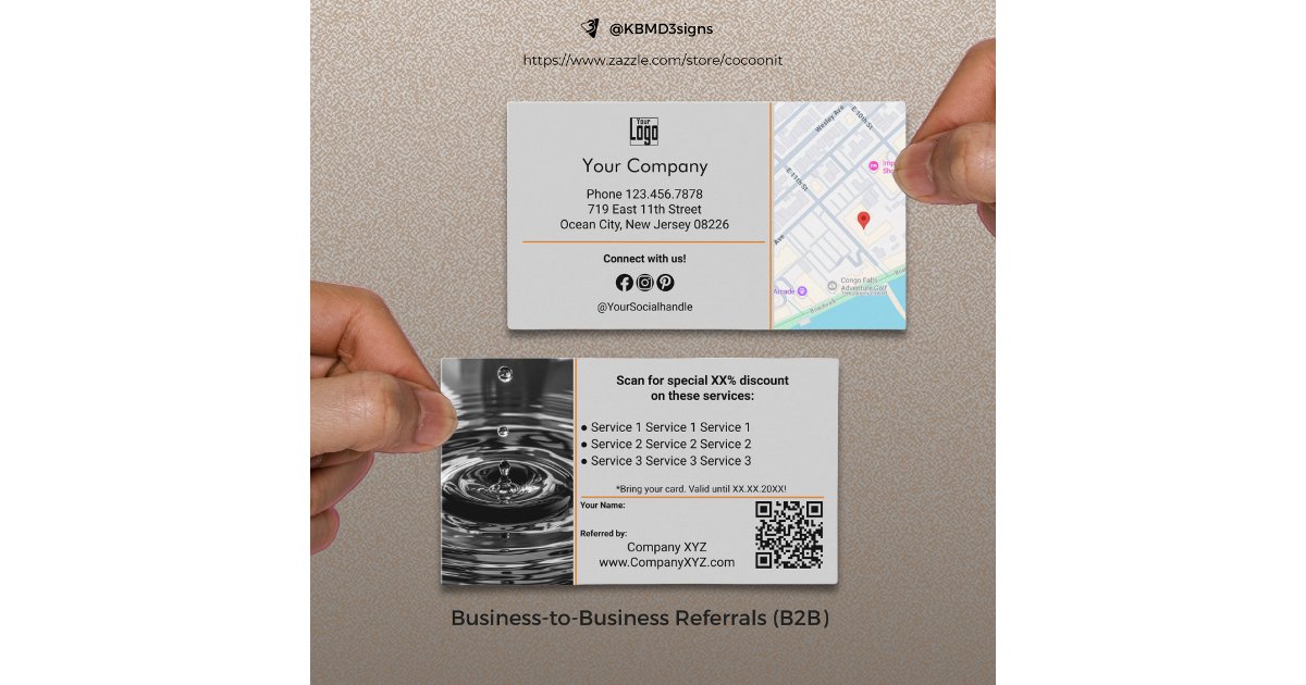 Sophisticated B2B Services QR Code Gray Referral Card | Zazzle