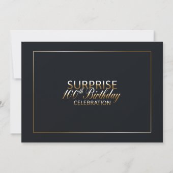 Sophisticated Black Gold 100th Surprise Birthday Invitation | Zazzle