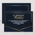 Sophisticated Blue Gold Surprise Birthday Invitation | Zazzle