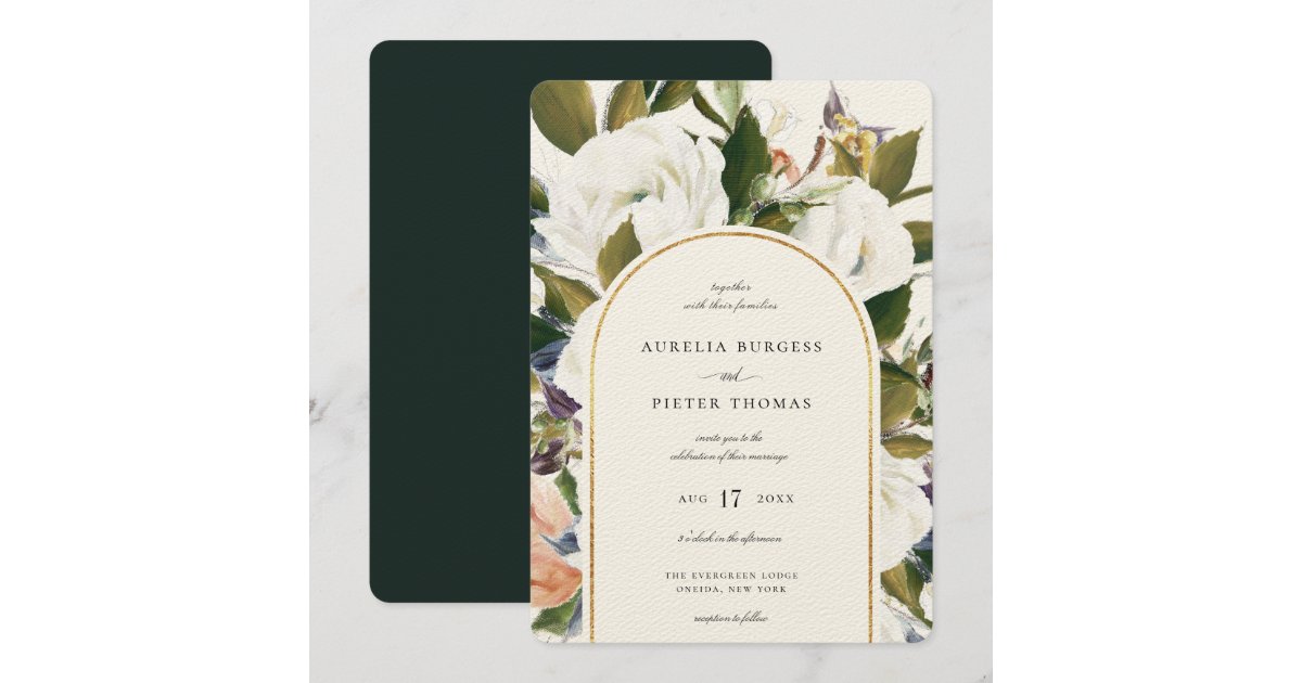 Sophisticated Botanical Floral Arch Frame Wedding Invitation | Zazzle