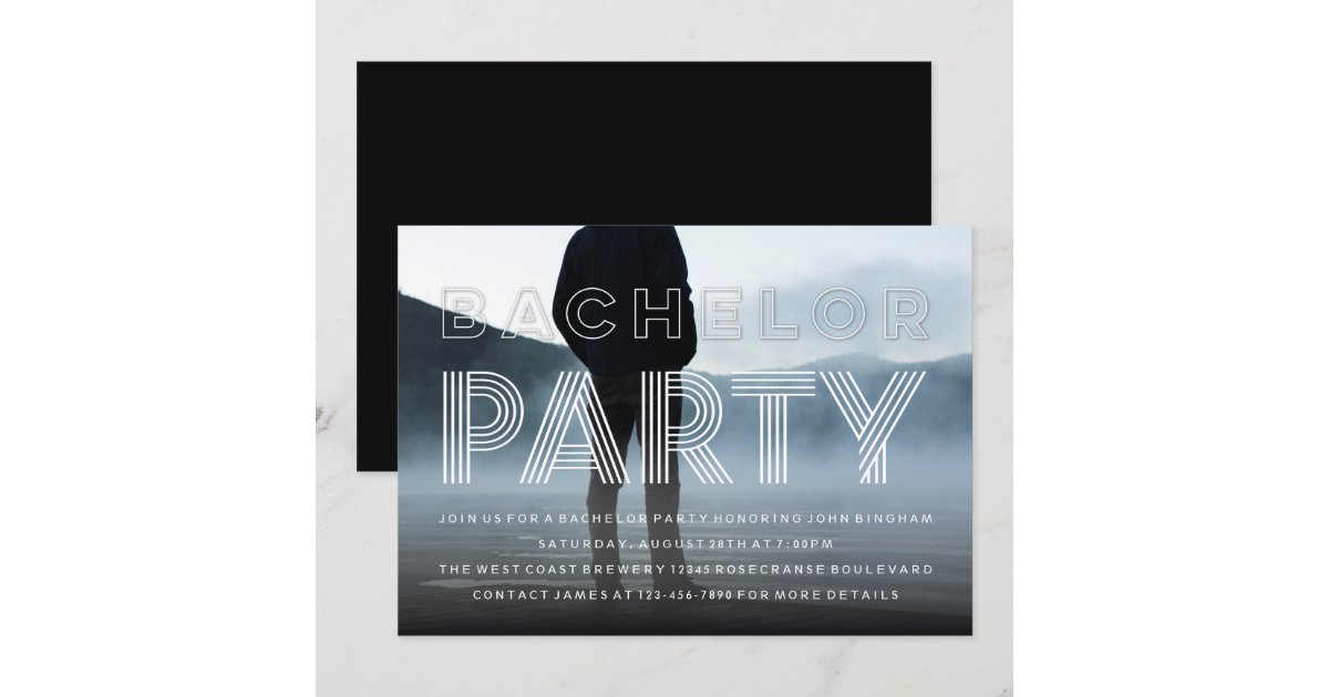 Sophisticated Chic Bachelor Party Photo Invitation | Zazzle