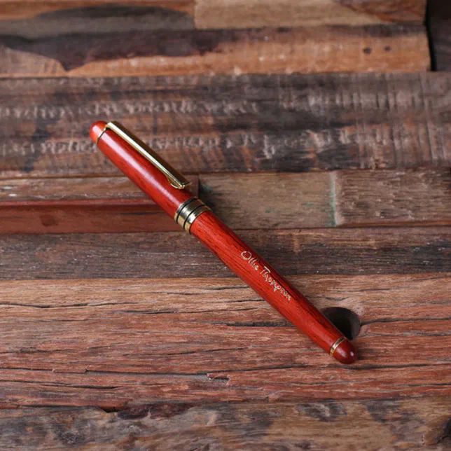 Sophisticated Engraved Redwood Ballpoint Pen | Zazzle