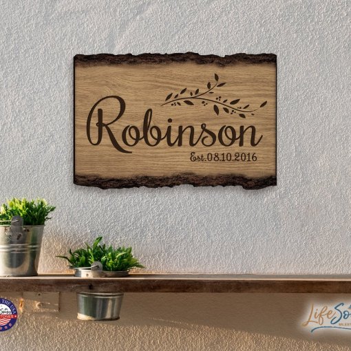 Sophisticated Engraved Wooden Housewarming Sign | Zazzle