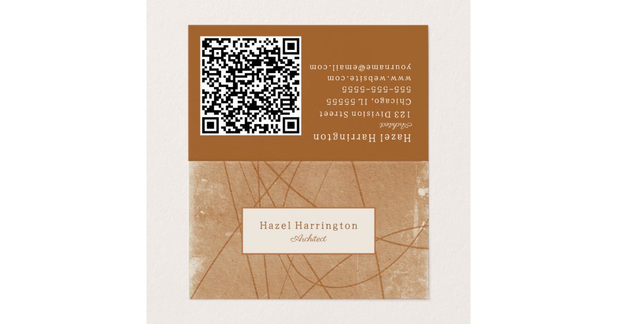 Sophisticated Grunge QR Code Business Card Folded | Zazzle