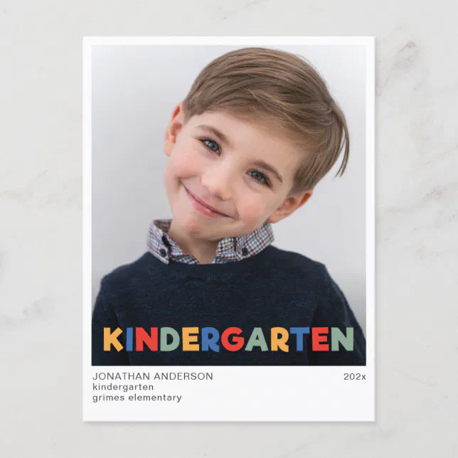 Sophisticated Kindergarten Graduation Announcement Postcard | Zazzle