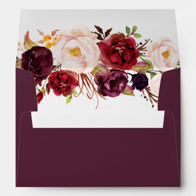 Sophisticated Modern Burgundy Wedding Invitation Envelope | Zazzle