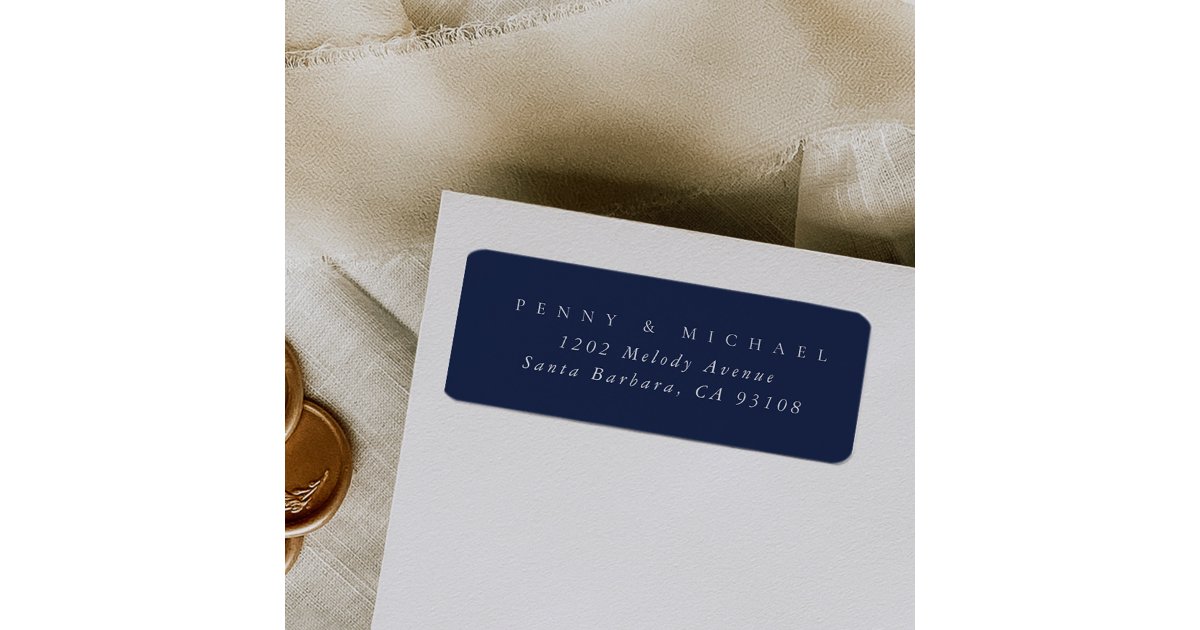 Sophisticated Modern Navy Blue Return Address Label | Zazzle