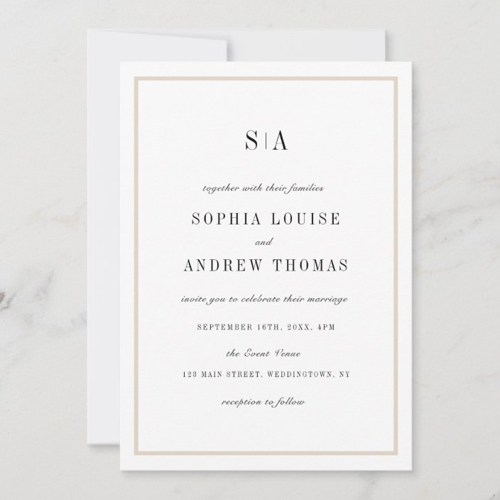 Sophisticated monogram minimalist wedding invitation | Zazzle.com