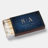 Sophisticated monogram navy blue wedding favor matchboxes | Zazzle