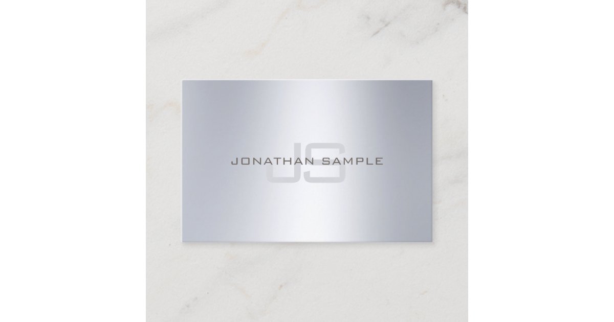 Sophisticated Monogram Silver Look Sleek Luxury Business Card | Zazzle